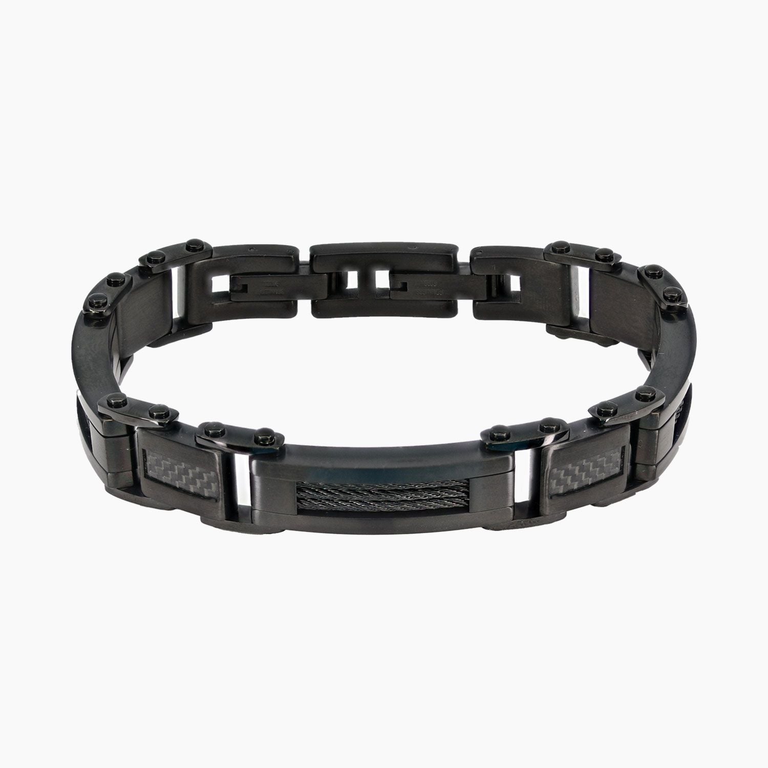 Italgem Black Stainless Steel Classico Cable Men's Bracelet