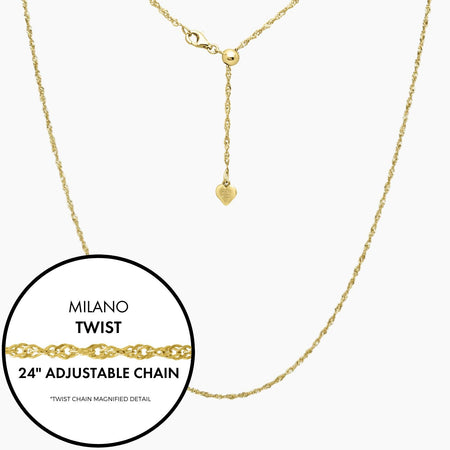 24" Italian Milano Twist Adjustable Chain (Gold)