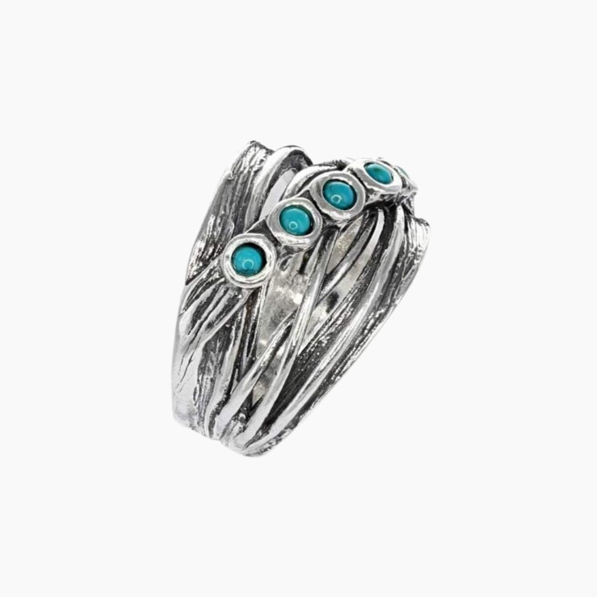 Sterling Silver Wire Wrap Ring with Turquoise